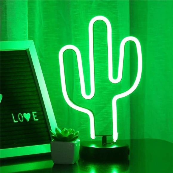 Accents | Green Cactus Neon Light Signs Led Cactus Neon Lights Night ...